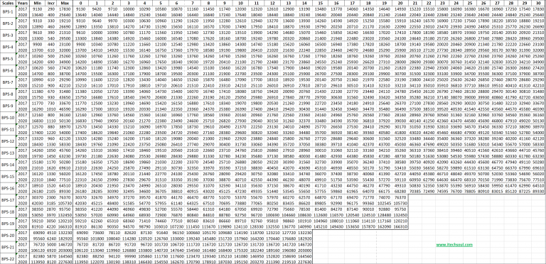 Revision Chart of Basic Pay Scale (BPS) 2020 (Expected)
